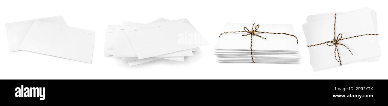 Set with stacks of letters on white background. Banner design Stock ...