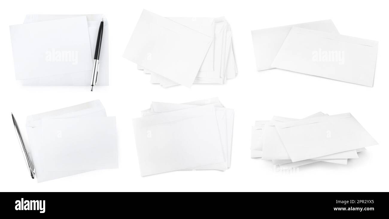 Set with stacks of letters on white background. Banner design Stock ...