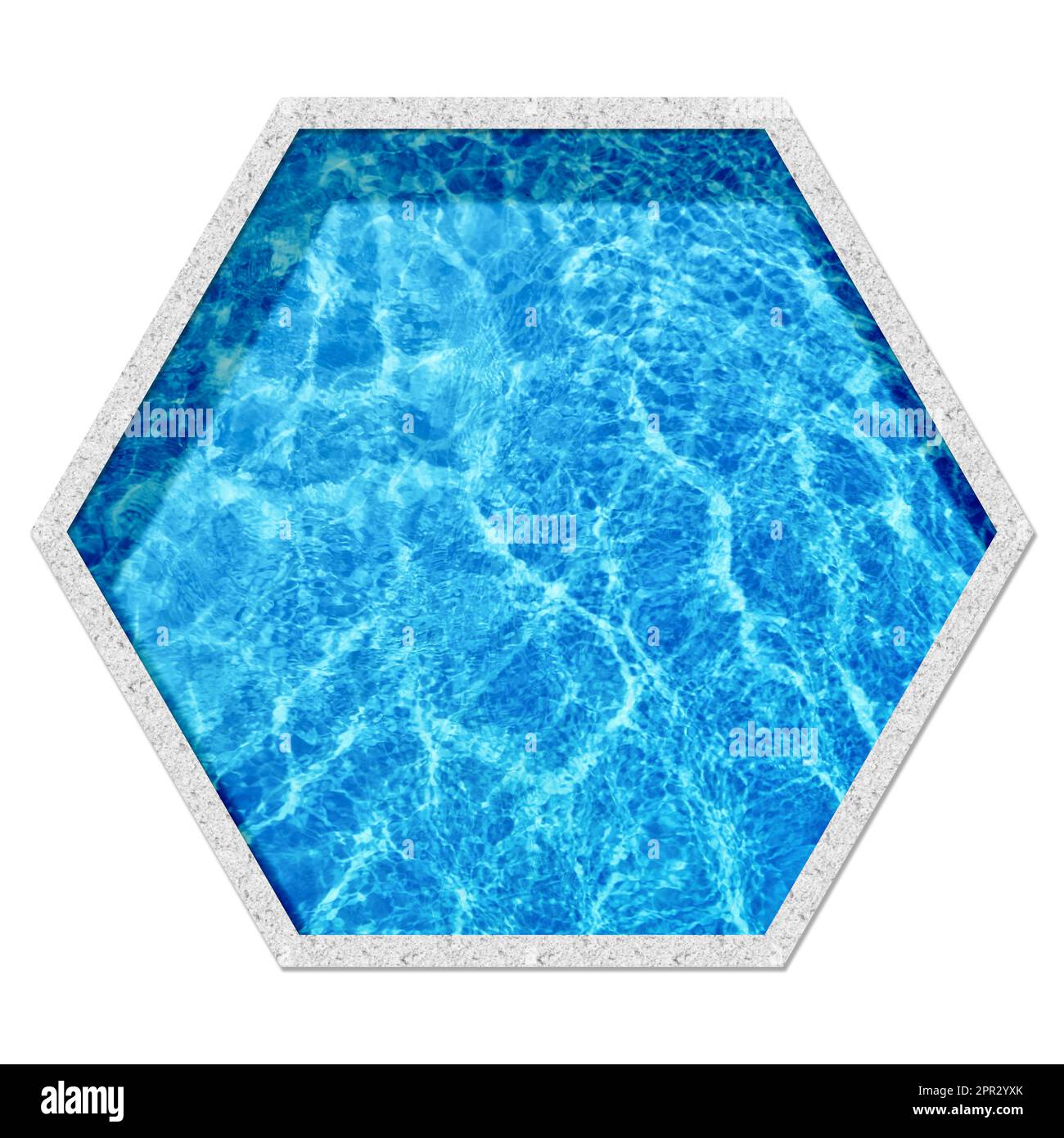 Hexagon shaped swimming pool on white background, top view Stock Photo ...