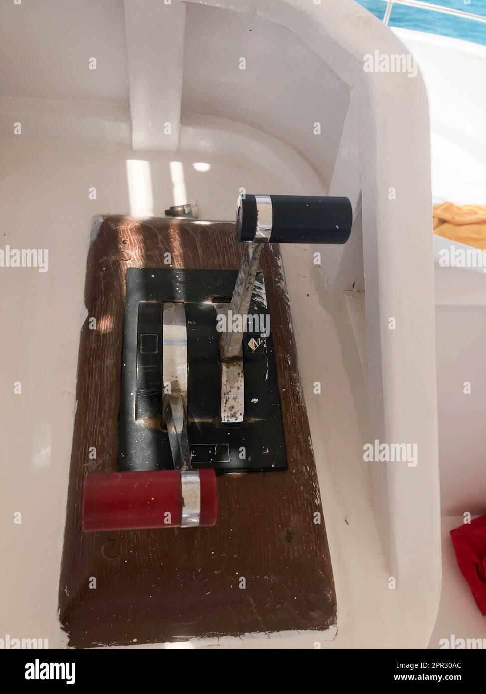 The handle of pressing of gas, increasing of speed, full forward on the ...