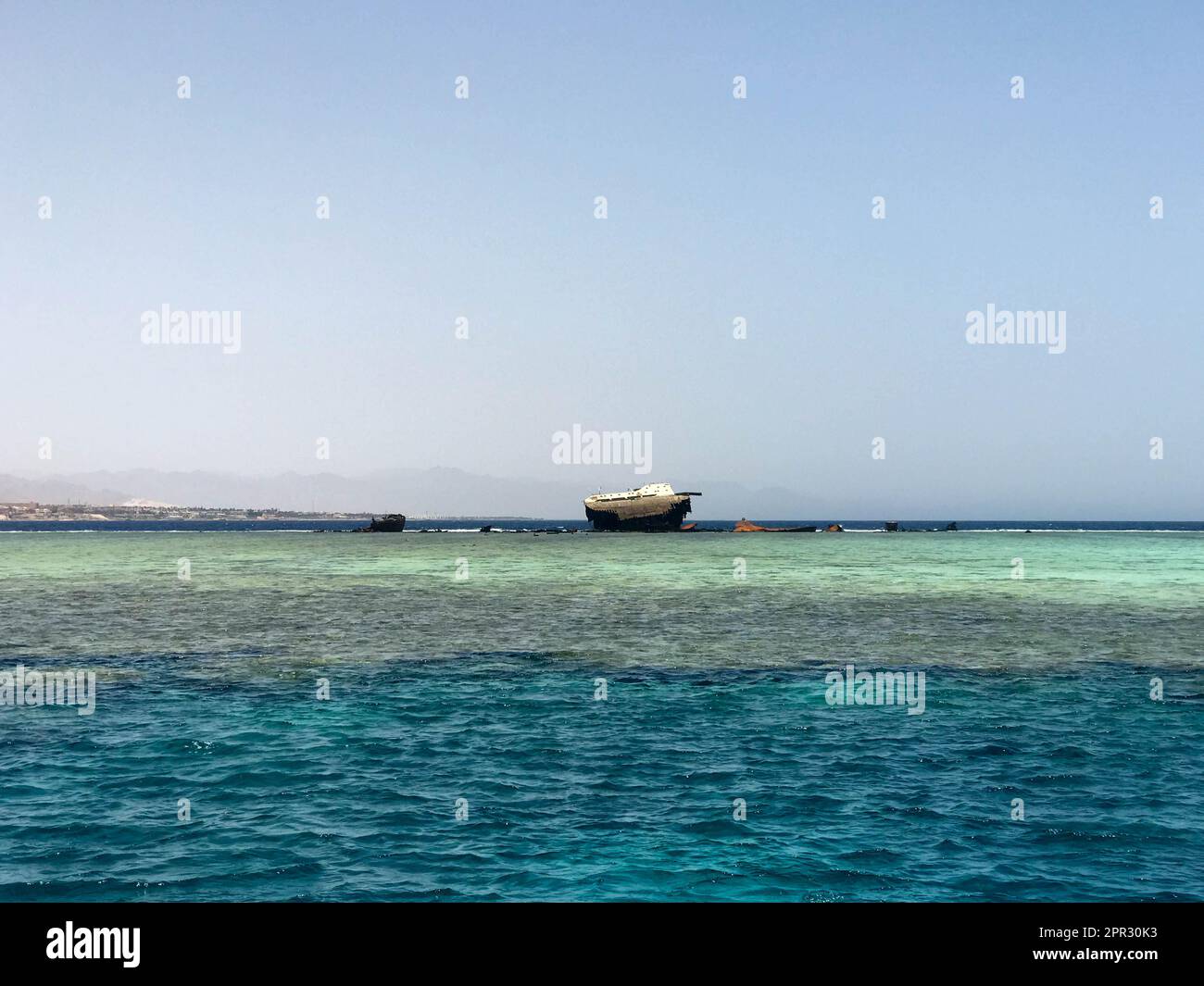 A large ship, a liner, a tanker broken after the crash against the ...