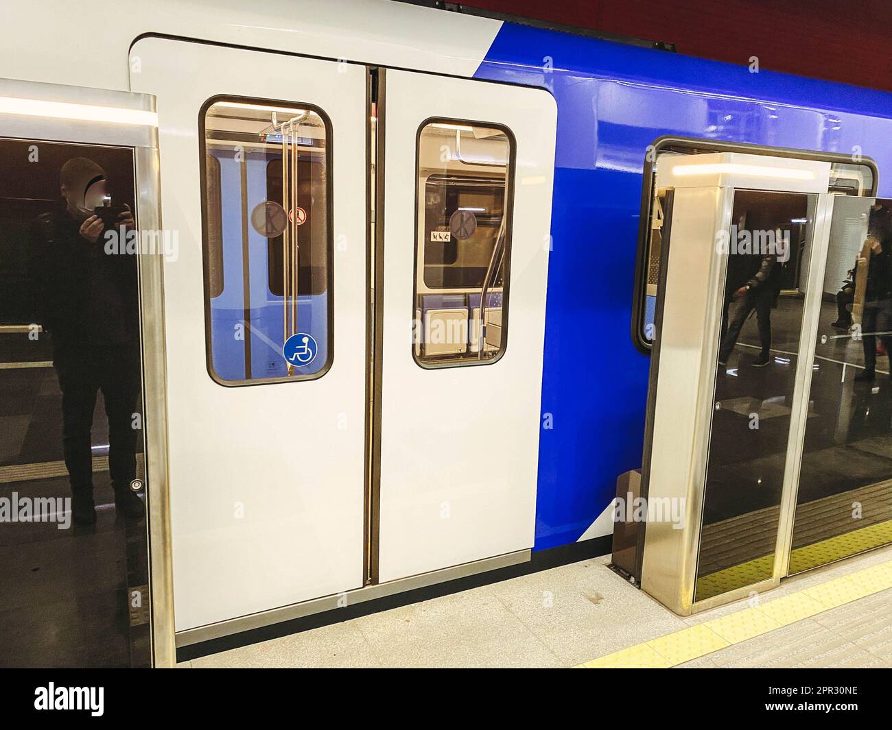subway tunnel. subway cars are protected by plastic doors for the ...