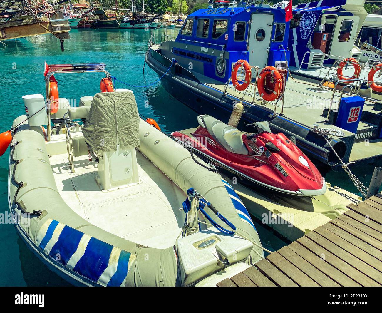 inflatable boats for the evacuation of tourists from the ship. on the ...
