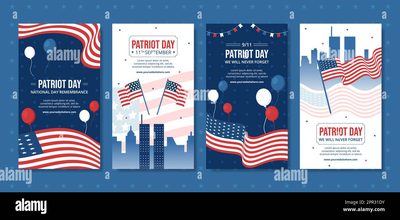 Patriot Day USA Celebration Social Media Stories Template Hand Drawn ...