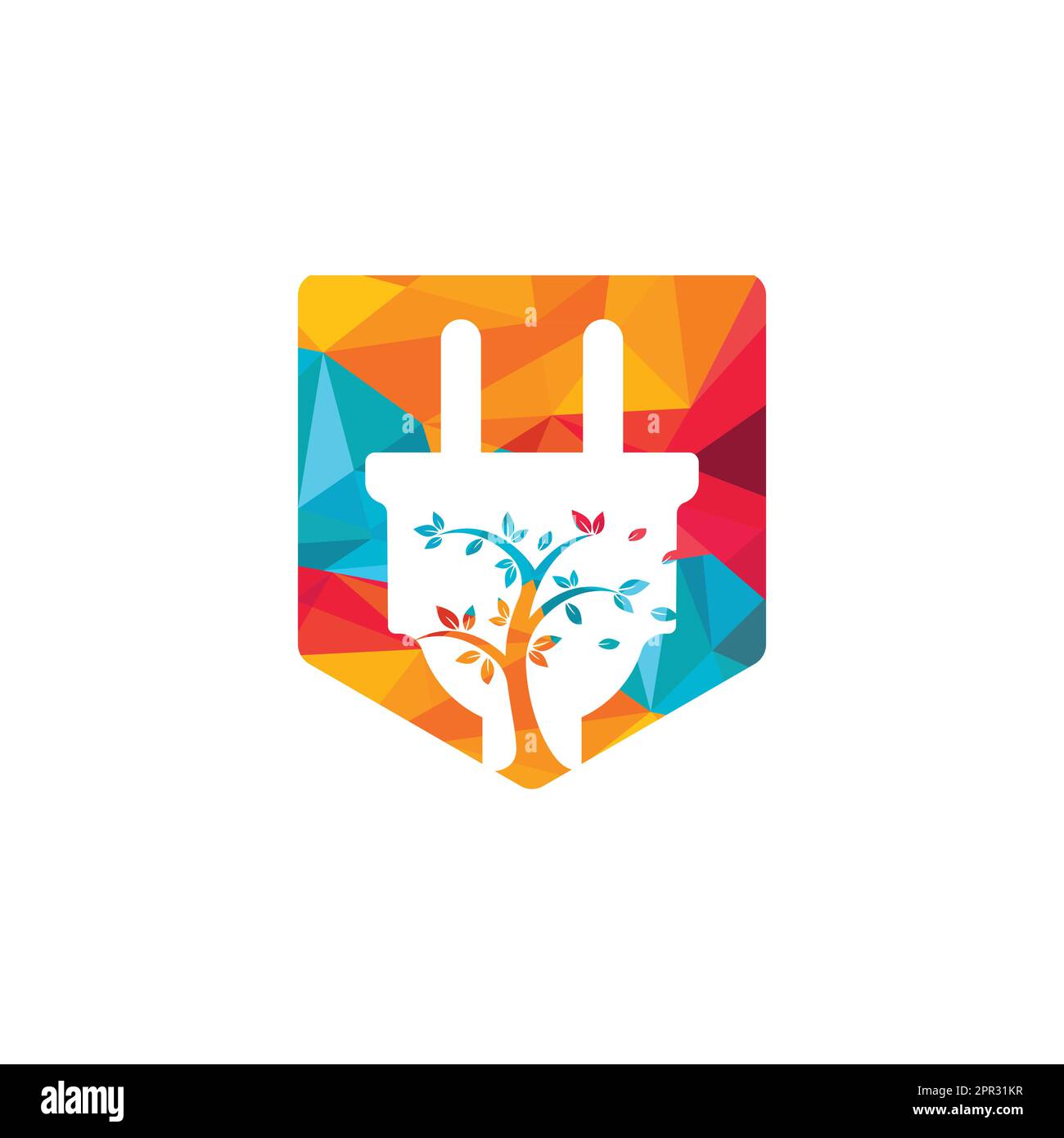 Green energy electricity logo concept. Electric plug icon with tree ...