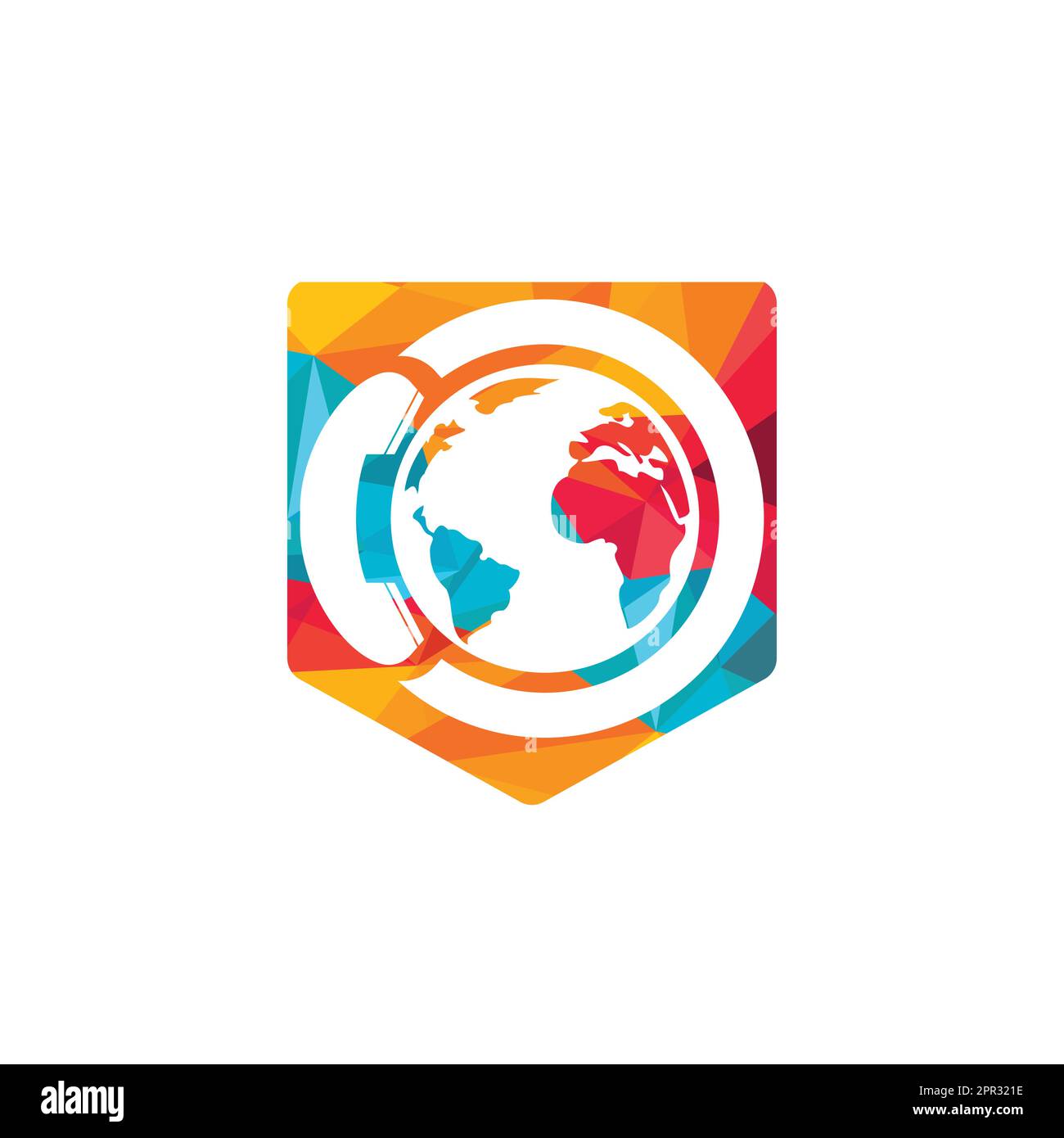 Globe with handset vector logo icon. Call and globe icon international ...