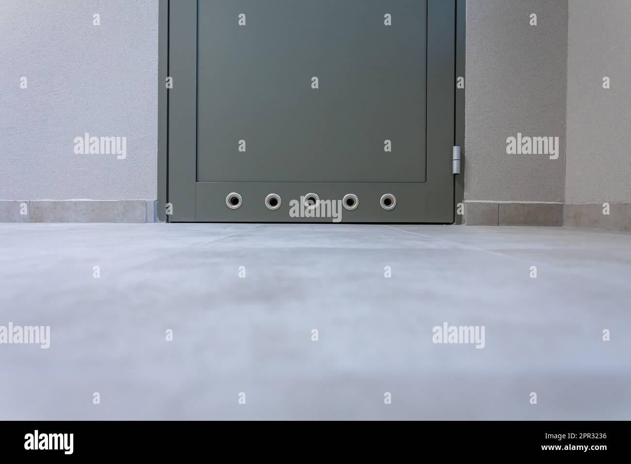 Doors to a locker room or bathroom with bottom ventilation Stock Photo ...