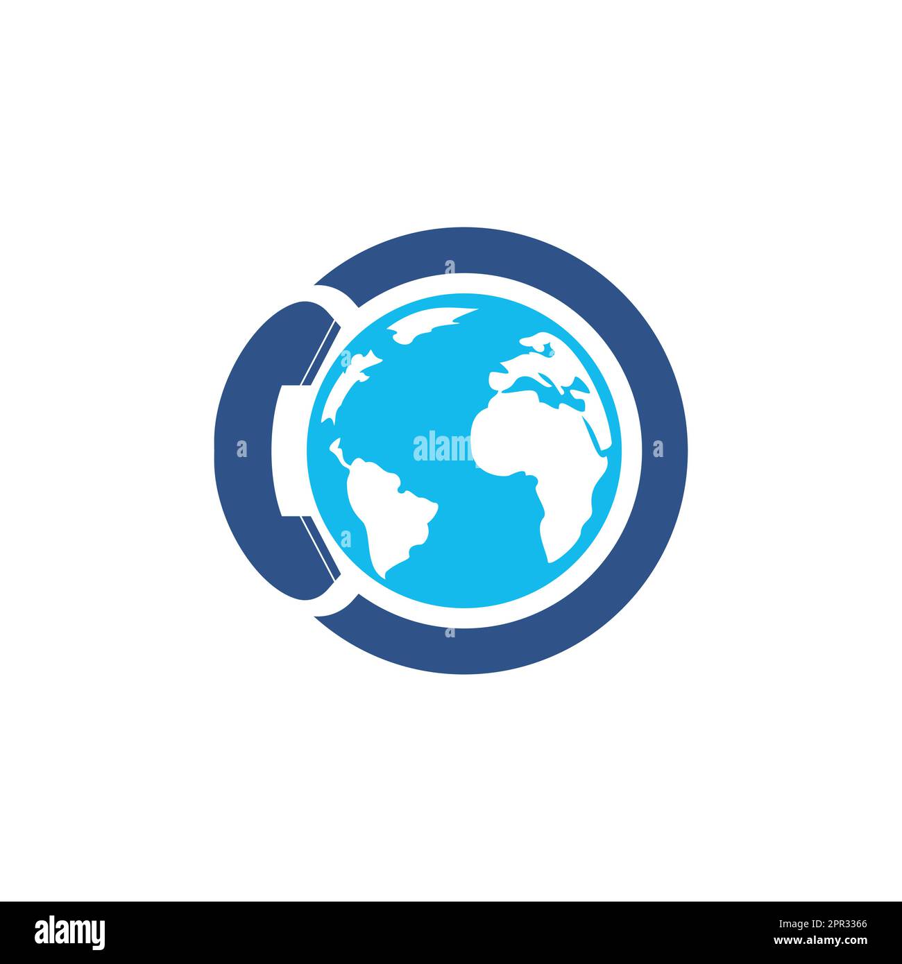Globe with handset vector logo icon. Call and globe icon international ...