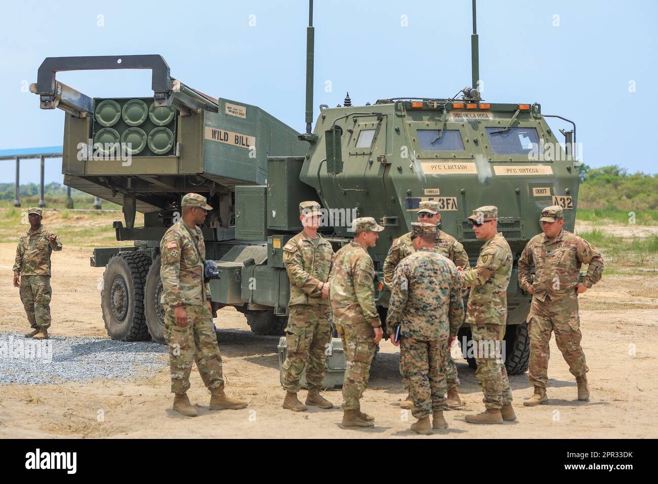 San Miguel, Zambales, The Philippines. 26th Apr, 2023. American soldiers congregate in front of ...