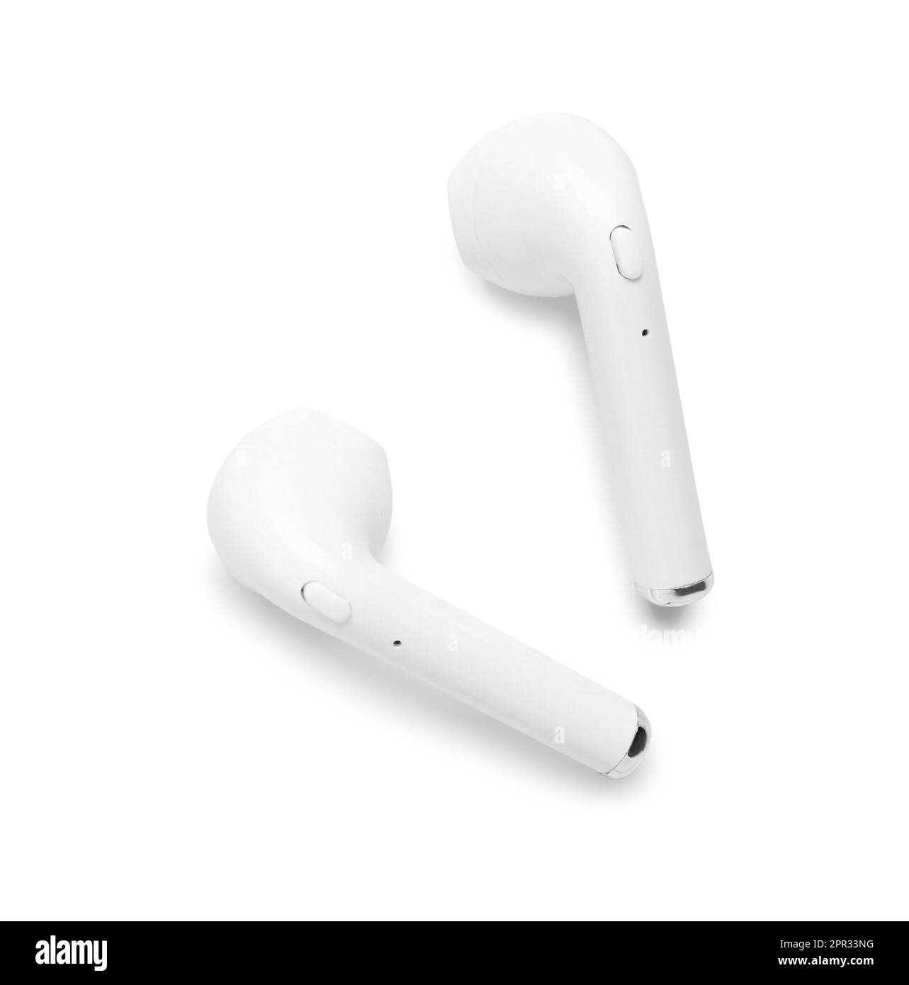 Modern earphones on white background Stock Photo - Alamy