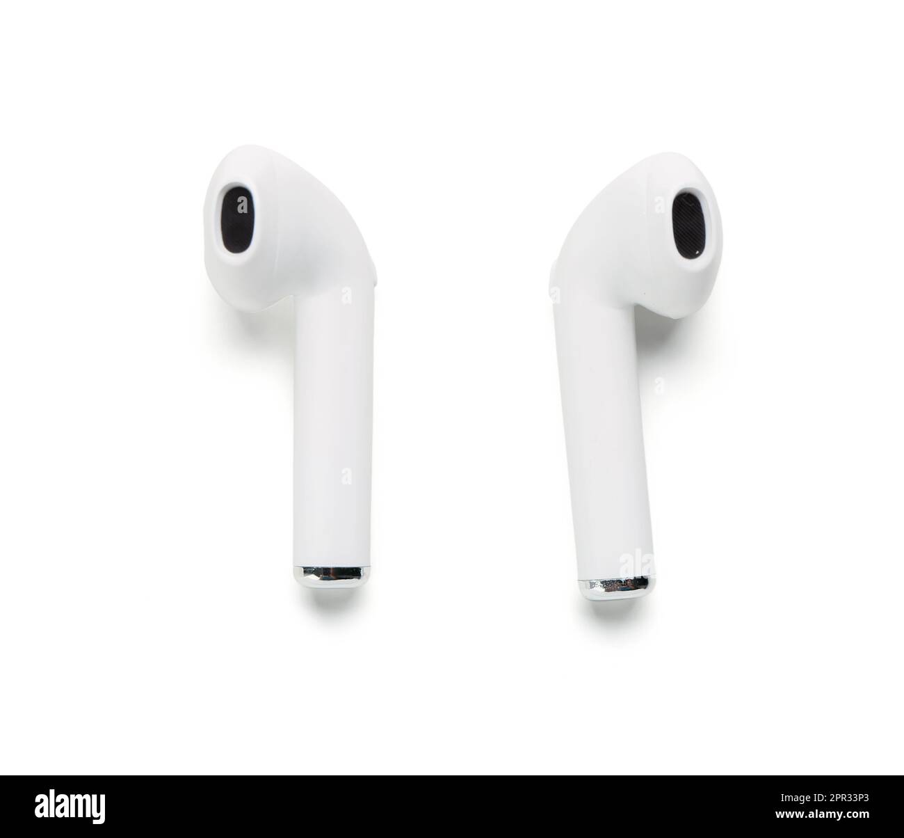 Modern earphones on white background Stock Photo - Alamy