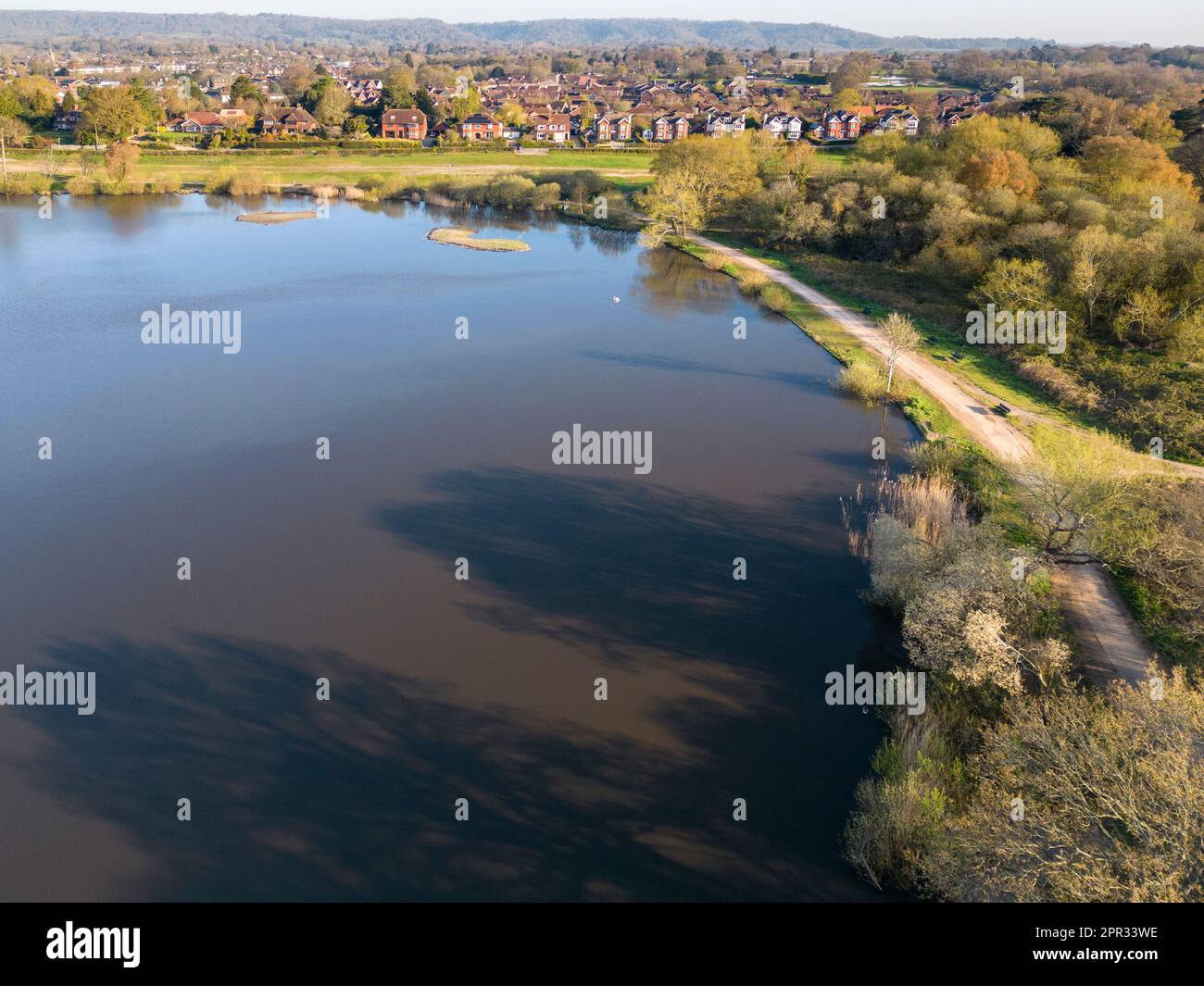 aerial view of petersfield town, the lake and the common Hampshire ...