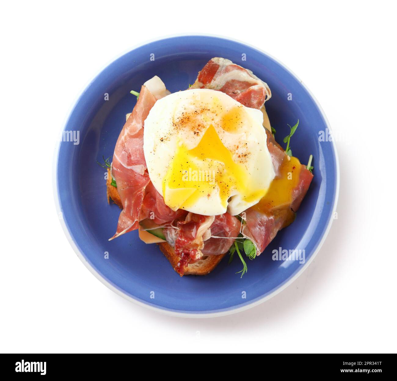 Plate with tasty egg Benedict isolated on white background Stock Photo ...