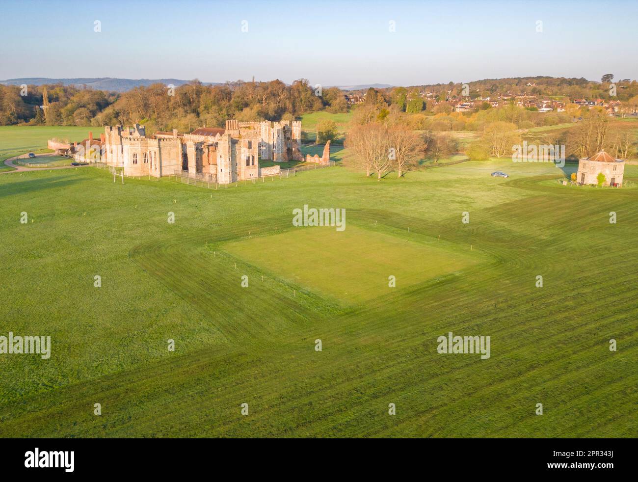 aerial view of the ruins in cowdray park near midhurst west sussex ...