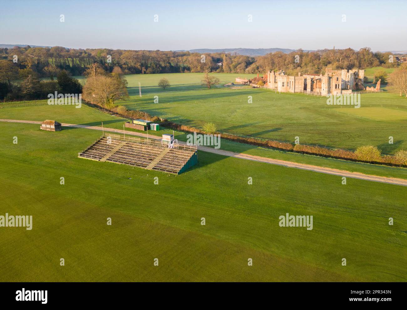 aerial view of the ruins in cowdray park near midhurst west sussex ...