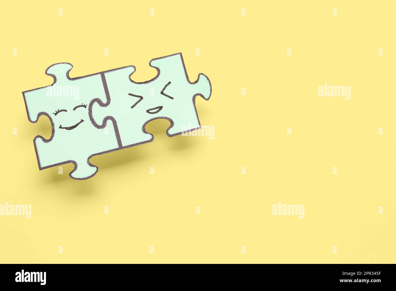 Puzzle pieces with happy faces on beige background. Friendship Day ...