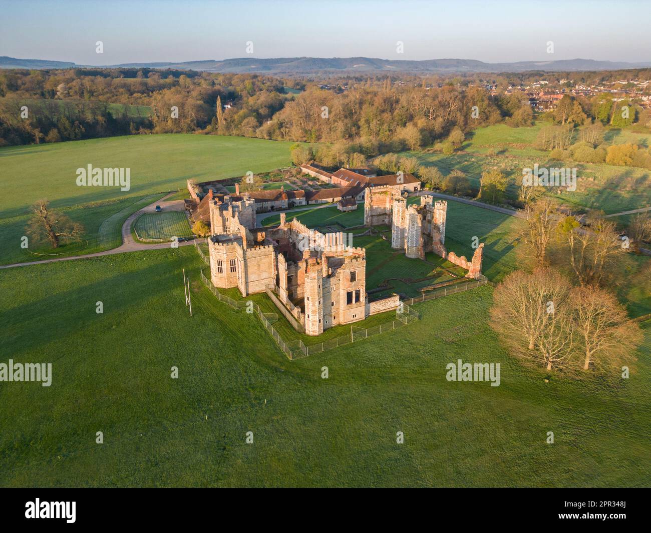 aerial view of the ruins in cowdray park near midhurst west sussex ...