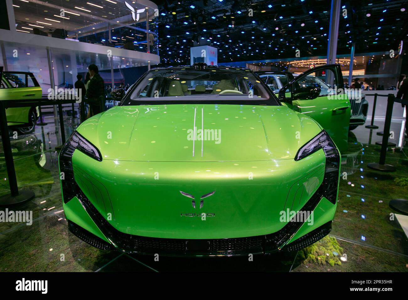 Shanghai, China. 25th Apr, 2023. A Hongqi E001 electric car is on display during the 20th ...