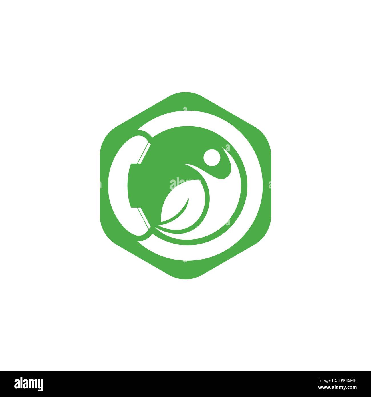 Health call vector logo design. Human and leaf with handset icon logo ...