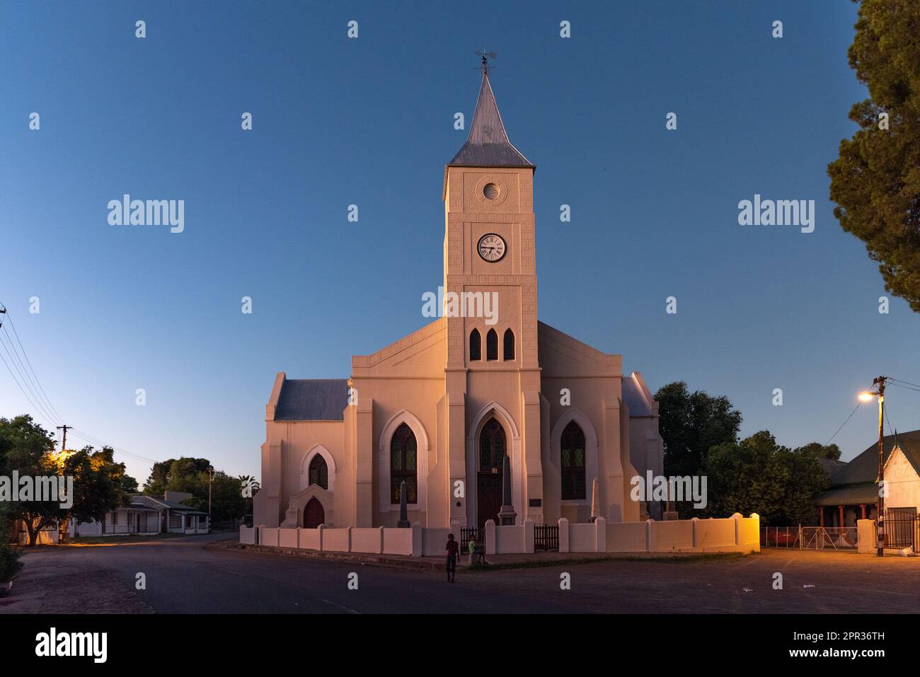 Evening view of the Dutch Reformed Church in South Africa in ...