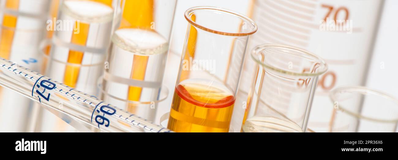 test tubes and glassware in chemistry laboratory Stock Photo - Alamy