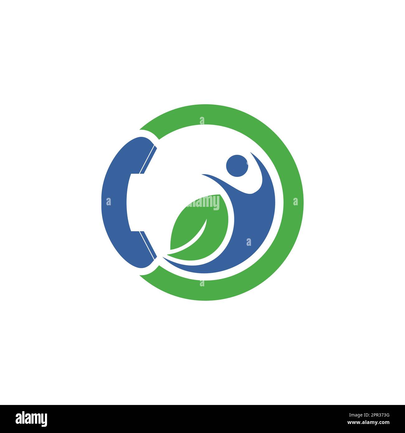 Health call vector logo design. Human and leaf with handset icon logo ...