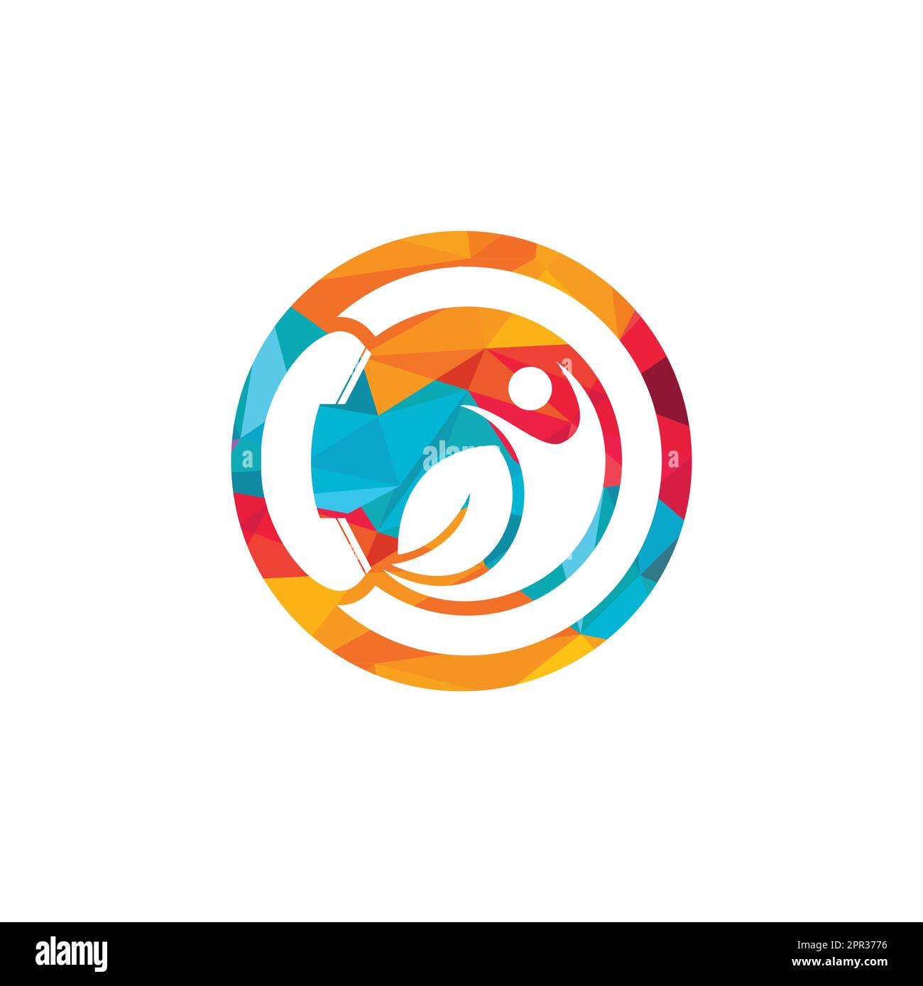 Health call vector logo design. Human and leaf with handset icon logo ...