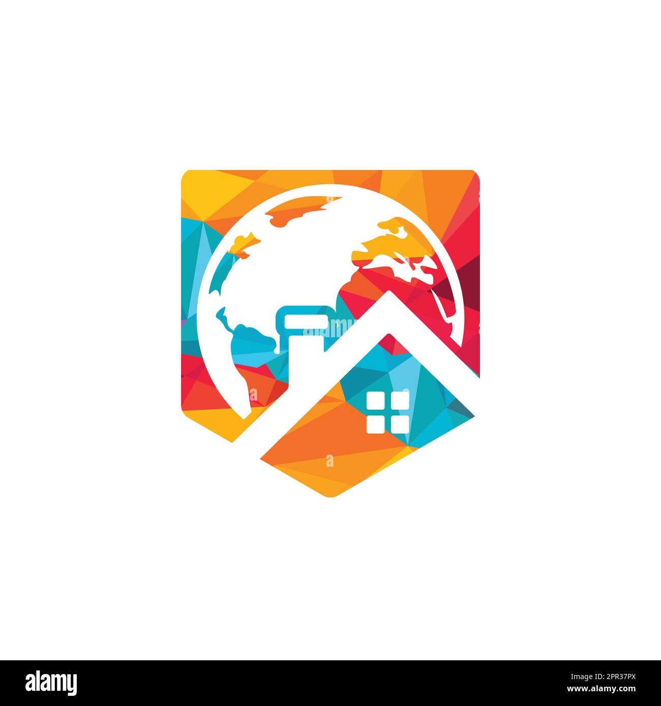 Global home vector logo design template. World house vector logo design ...
