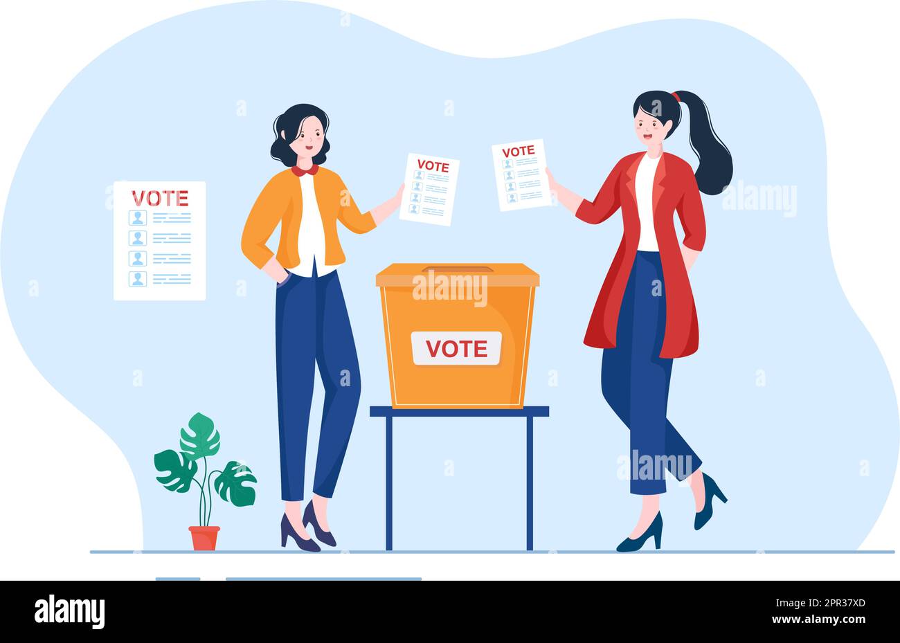 Election Day Political Hand Drawn Cartoon Flat Illustration with Voters ...