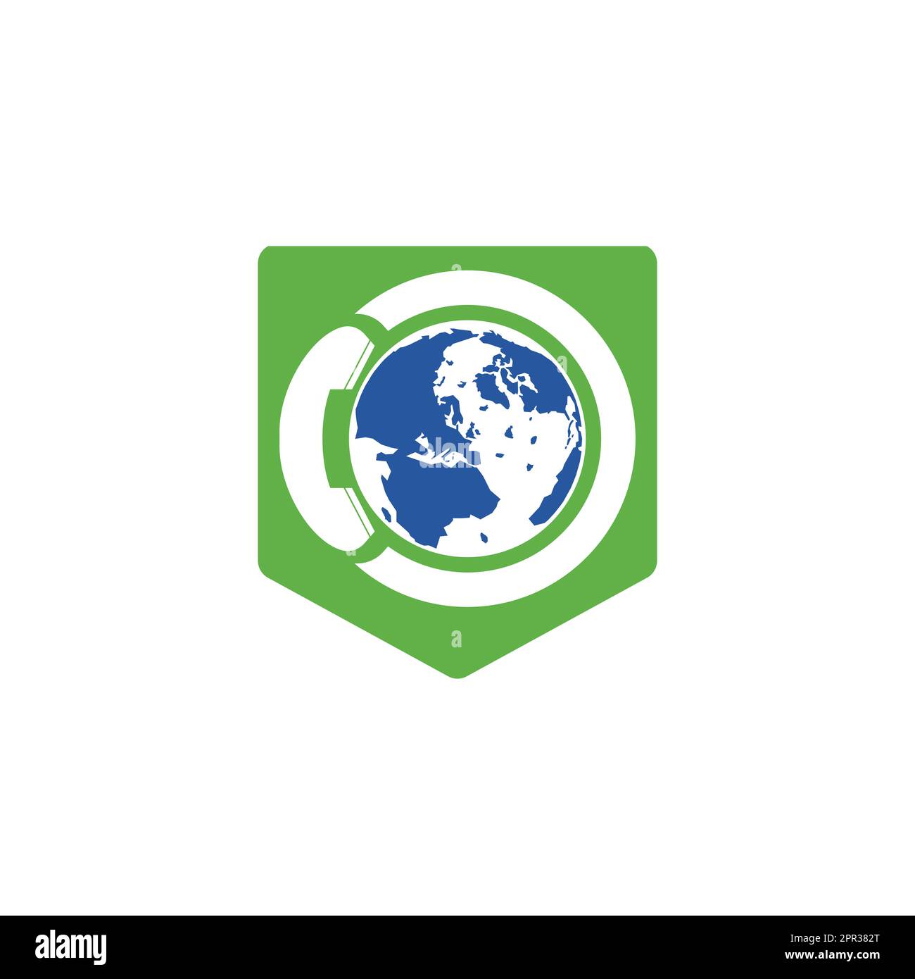 Globe with handset vector logo icon. Call and globe icon international ...