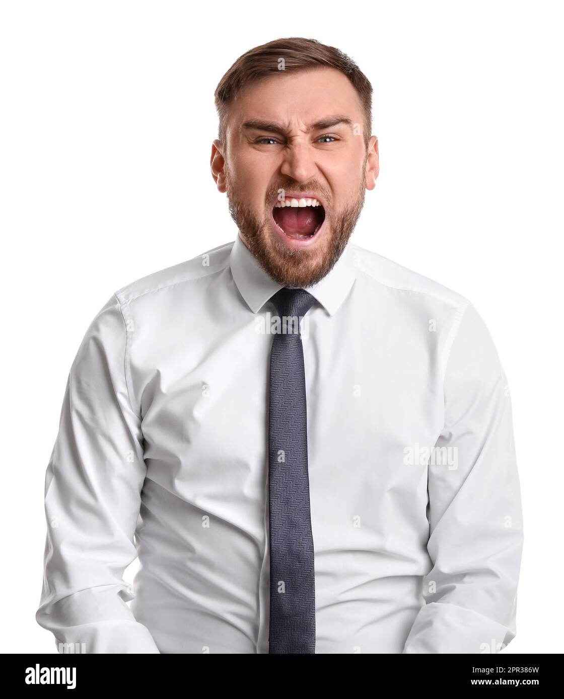 Portrait of emotional businessman on white background. Personality ...