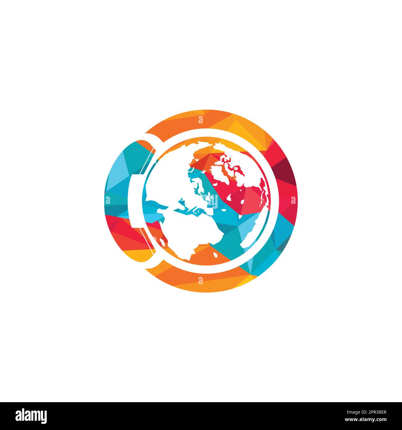 Globe with handset vector logo icon. Call and globe icon international ...