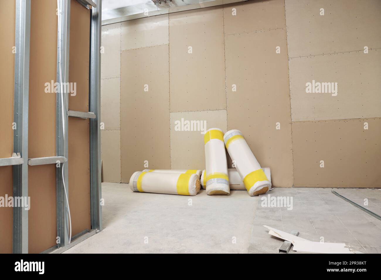 Insulation materials in apartment during repair. Home renovation Stock ...