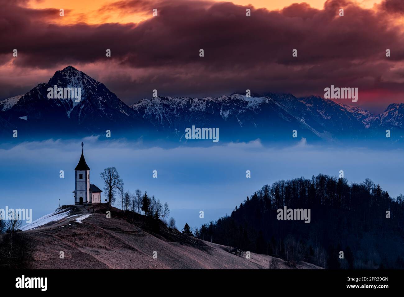 The church of St. Primus and Felicianus at a sunrise Stock Photo - Alamy