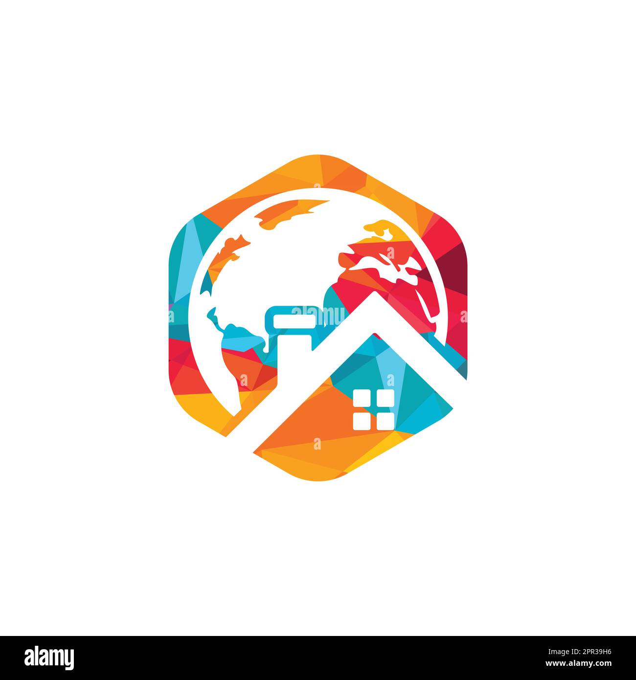 Global home vector logo design template. World house vector logo design ...