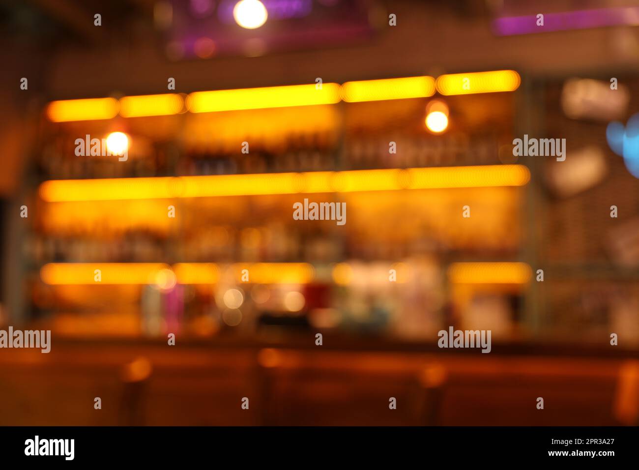 Blurred view of bar counter in cafe Stock Photo - Alamy