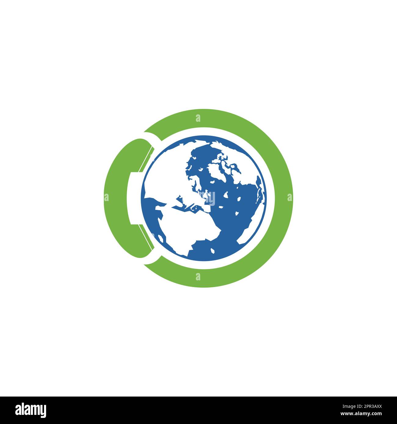 Globe with handset vector logo icon. Call and globe icon international ...