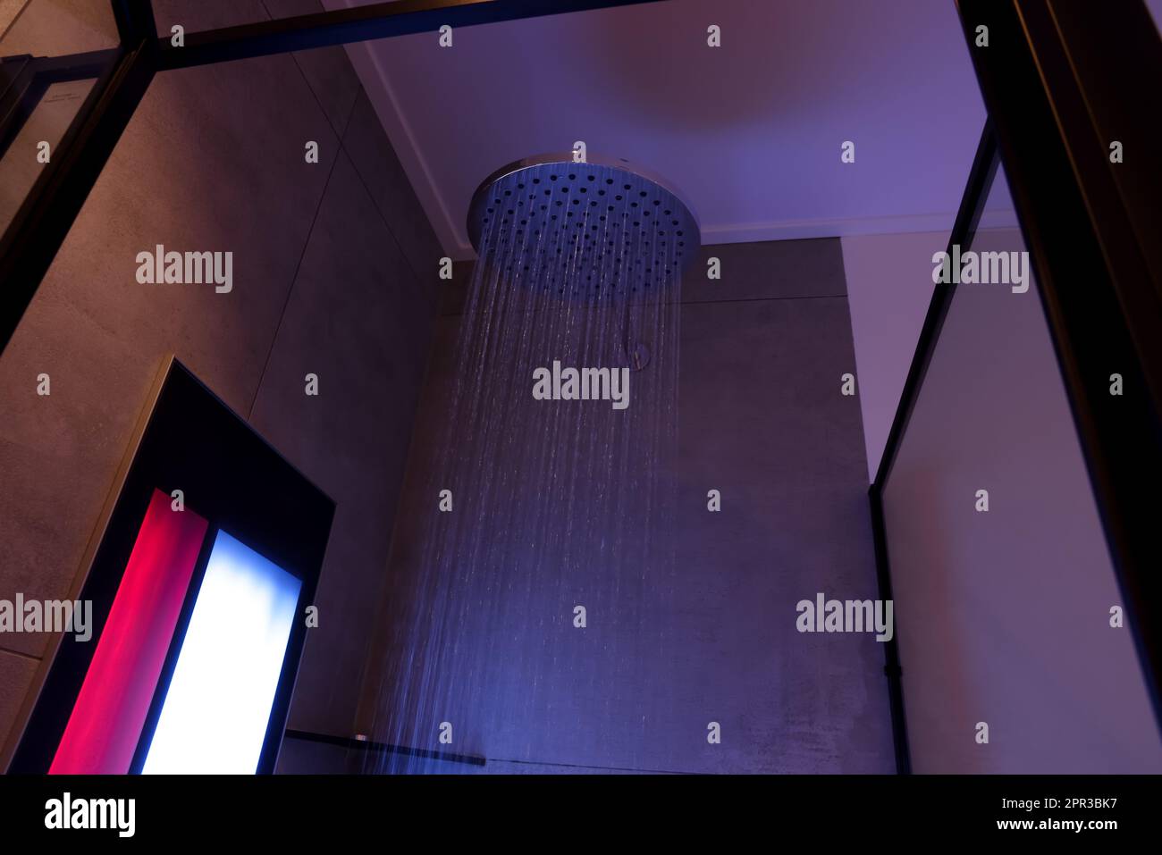 Modern shower with Infrared spectrum, UV light and flowing water Stock ...