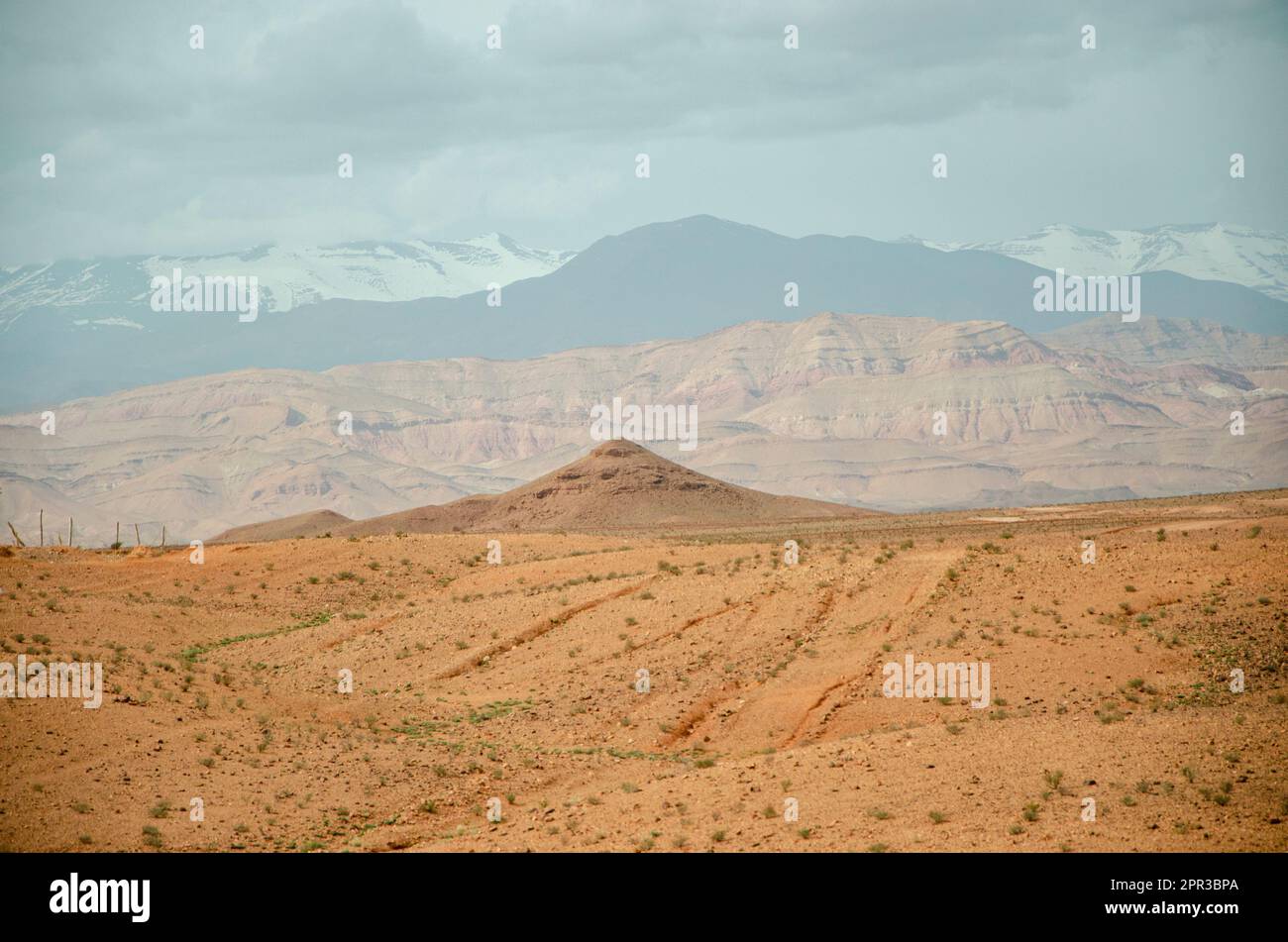 Desert landscapes in Morocco, desolate lands with paths that lead to ...