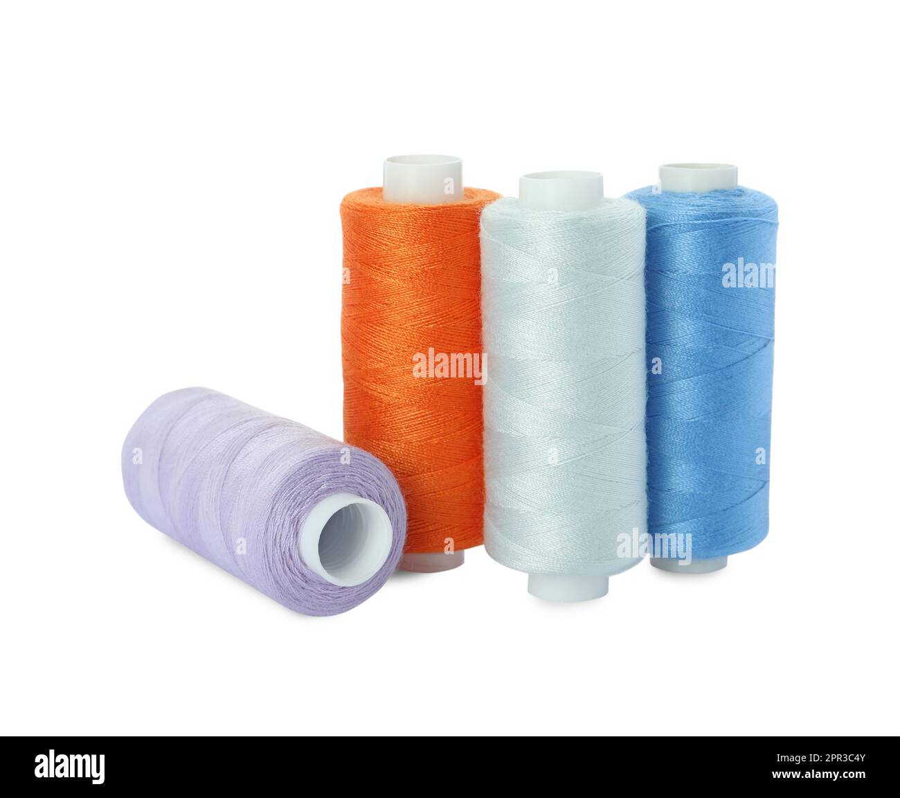 Many different colorful sewing threads on white background Stock Photo ...