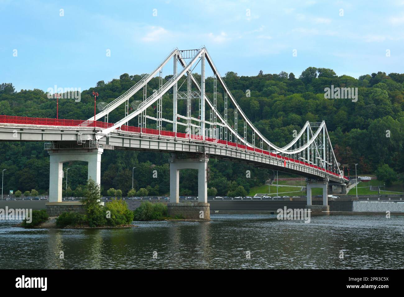 Beautiful cityscape with modern bridge over river Stock Photo - Alamy