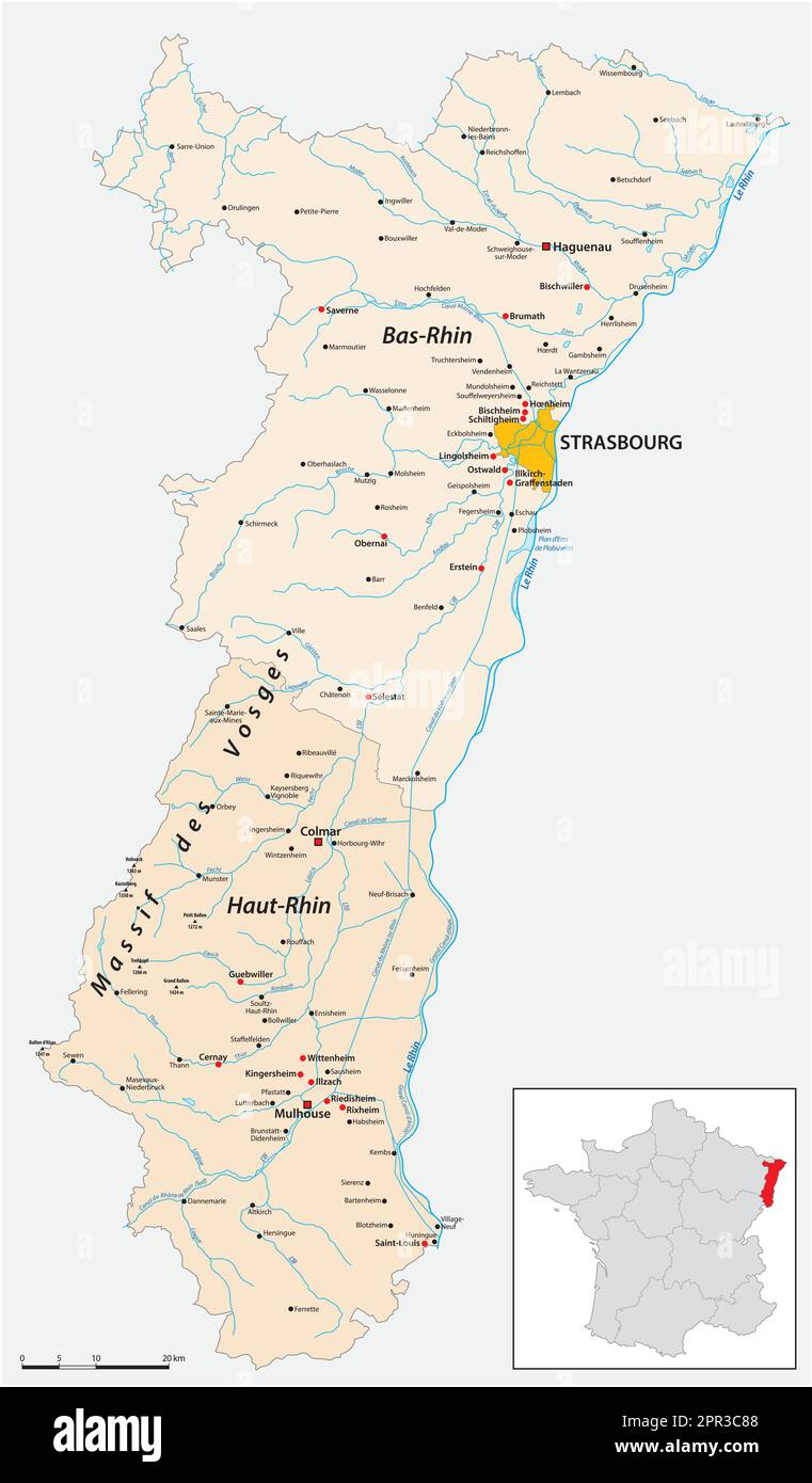 vector map of the cultural region of Alsace in eastern France Stock ...