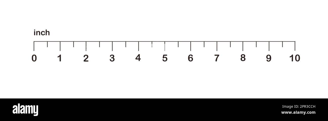 Measuring length markings in inches of ruler on white background ...