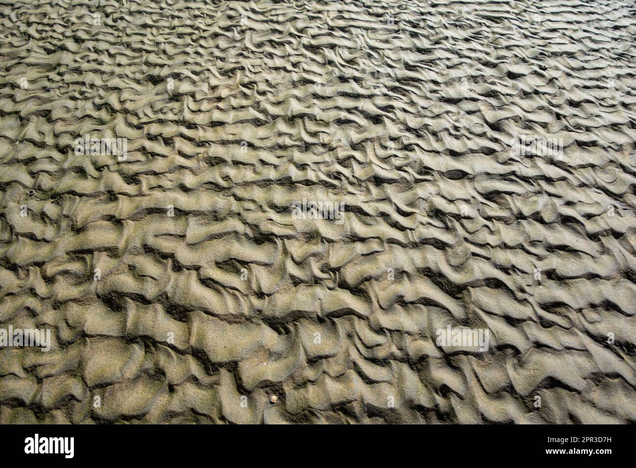 sand patterns made when the wave goes out on the beach Stock Photo - Alamy
