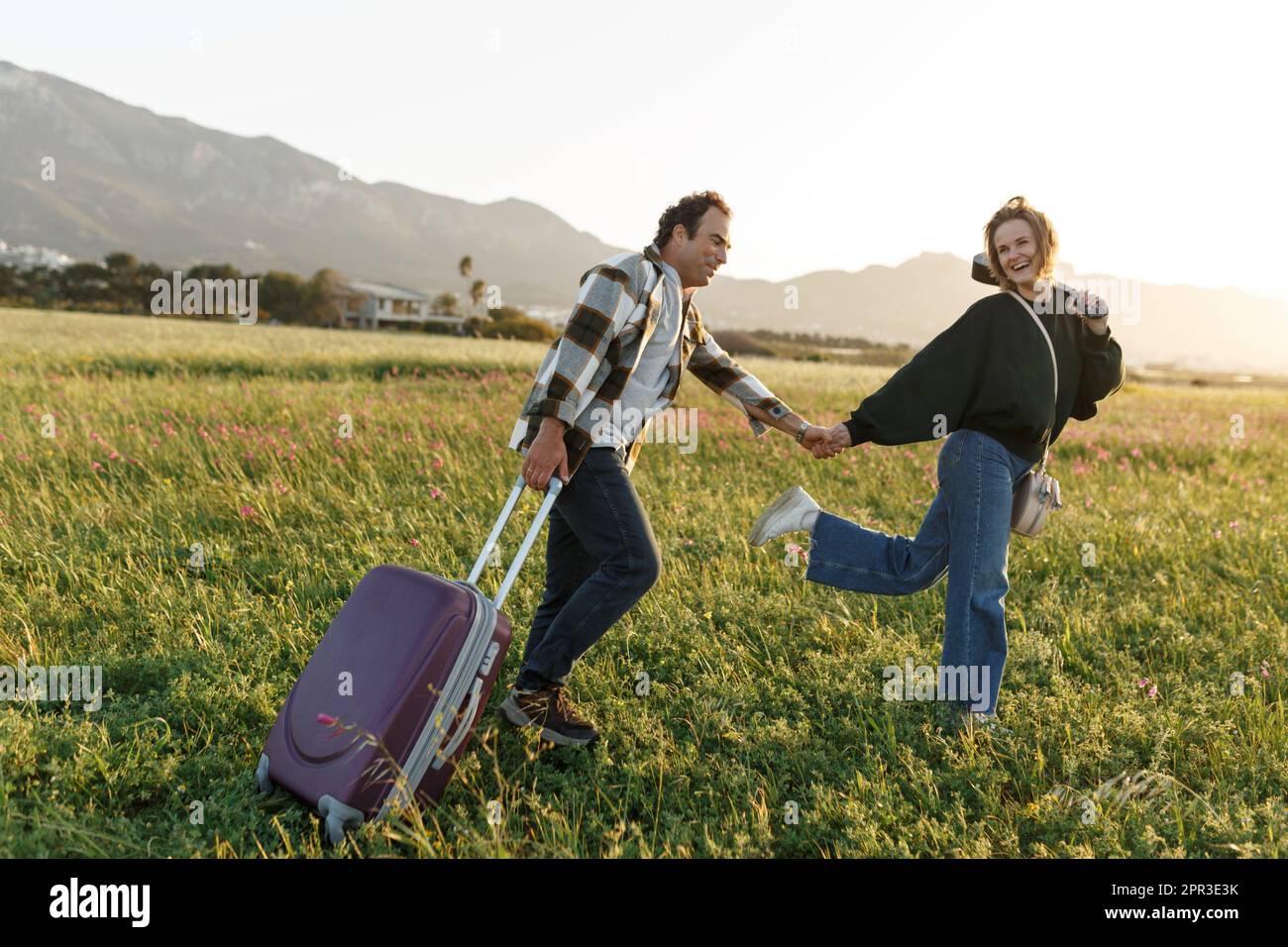 Inspired young loving couple is looking at living plan in future. They ...