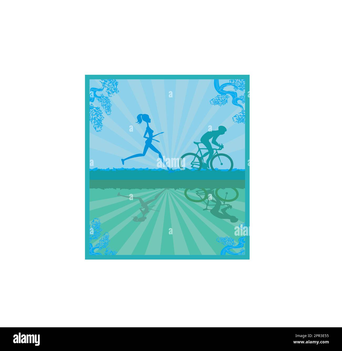 silhouette of marathon runner and cyclist race Stock Vector Image & Art ...