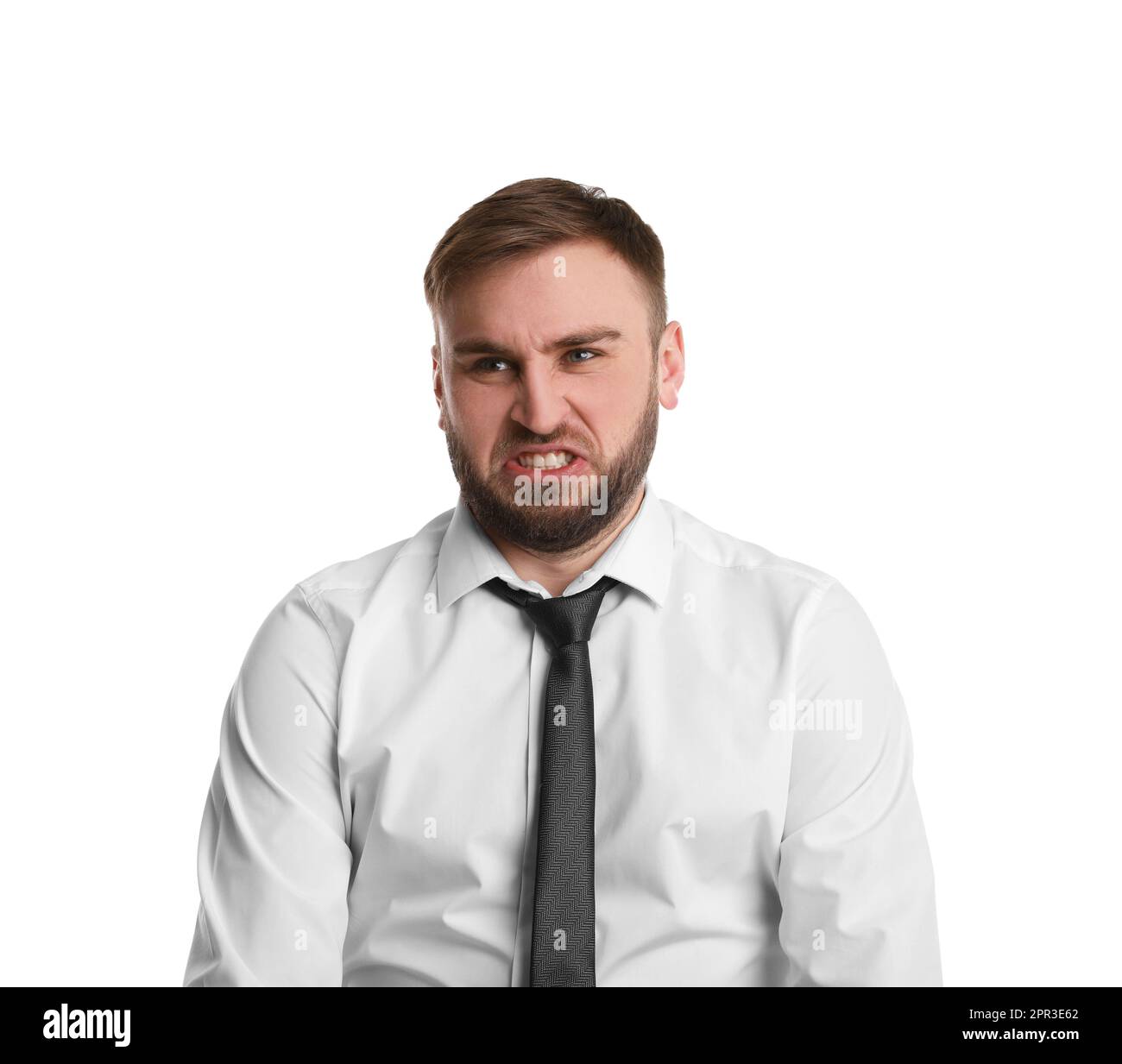 Portrait of emotional businessman on white background. Personality ...