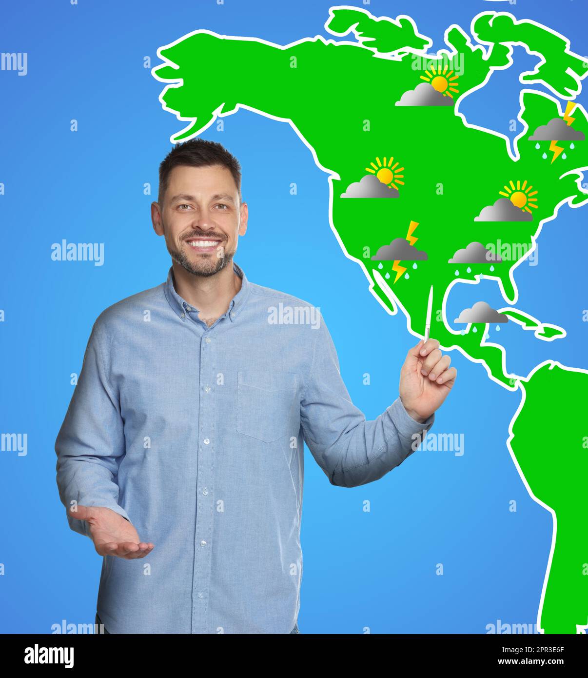 Weather reporter meteorologist map hi-res stock photography and images ...