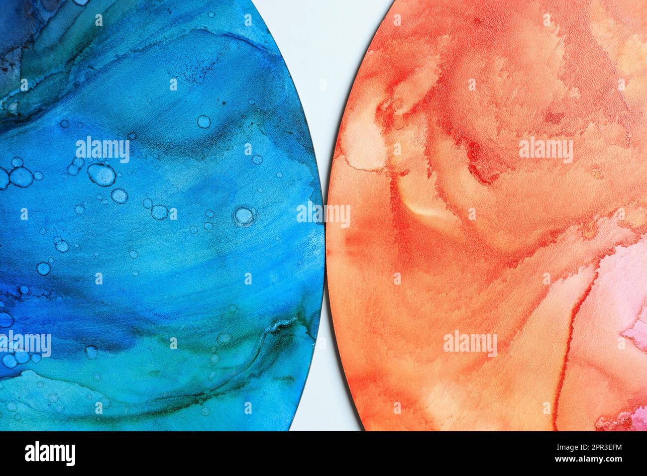 Abstract liquid ink art paintings on white background, top view Stock ...