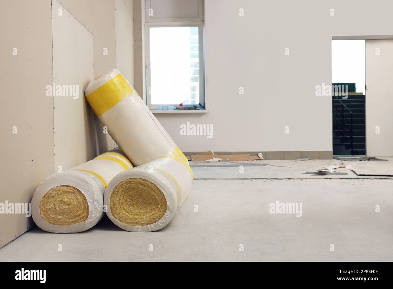 Insulation materials in apartment during repair. Home renovation Stock ...